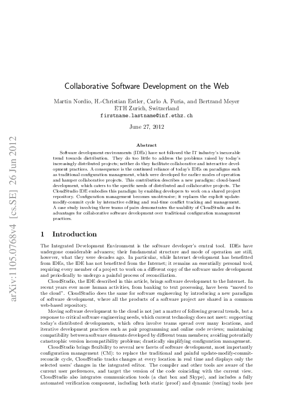 (PDF) Collaborative Software Development on the Web