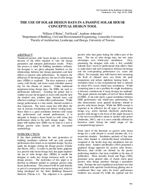(PDF) The use of solar design days in a passive solar house conceptual ...