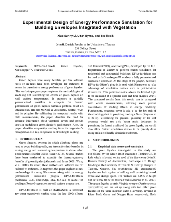 (PDF) Experimental design of energy performance simulation for building envelopes integrated ...