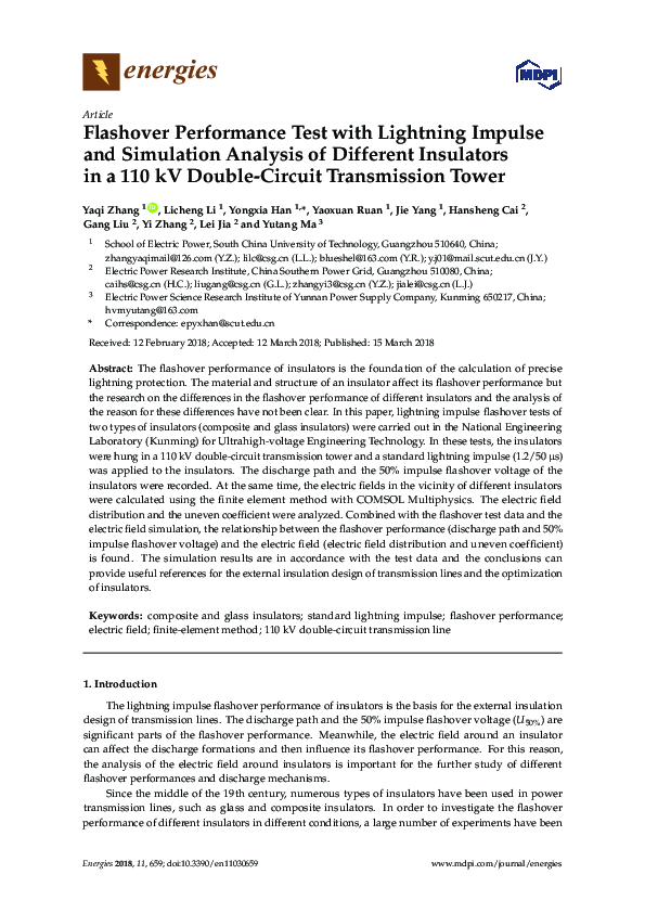 (PDF) Flashover Performance Test with Lightning Impulse and Simulation ...