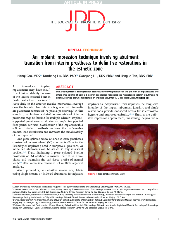 (PDF) An implant impression technique involving abutment transition ...