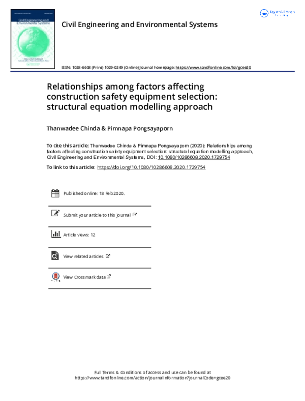 (PDF) Relationships among factors affecting construction safety equipment selection: structural ...