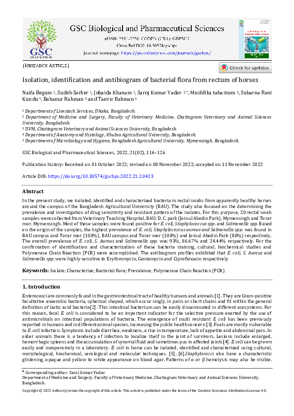 (PDF) Isolation, identification and antibiogram of bacterial flora from ...