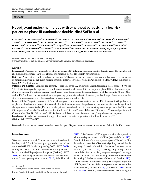 (PDF) Neoadjuvant endocrine therapy with or without palbociclib in low ...