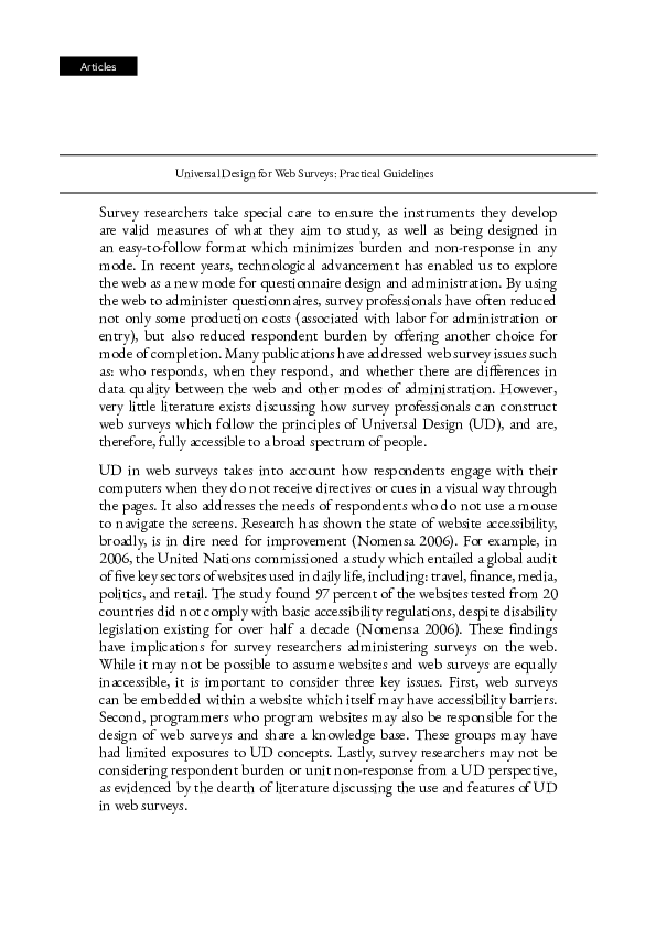 (PDF) Universal Design for Web Surveys: Practical Guidelines