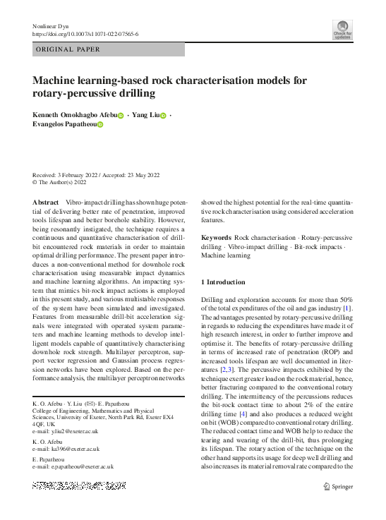 (PDF) Machine learning-based rock characterisation models for rotary ...
