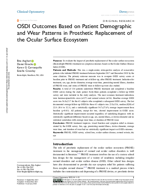 (PDF) OSDI Outcomes Based on Patient Demographic and Wear Patterns in ...