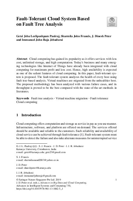 Pdf Fault Tolerant Cloud System Based On Fault Tree Analysis 0377