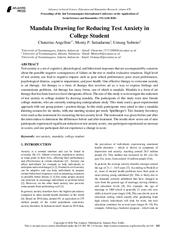 (PDF) Mandala Drawing for Reducing Test Anxiety in College Student ...