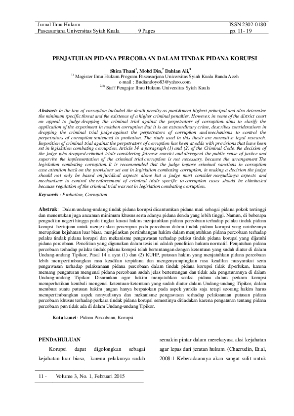 (PDF) Abstrak: Dalam undang-undang tindak pidana korupsi dicantumkan pidana mati sebagai pidana ...
