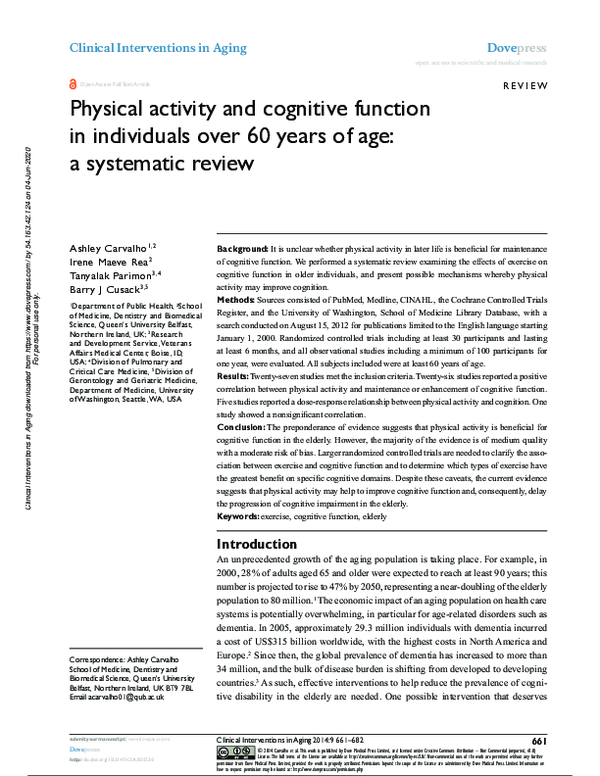 (PDF) Physical activity and cognitive function in individuals over 60 ...