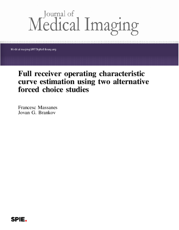 Pdf Full Receiver Operating Characteristic Curve Estimation Using Two