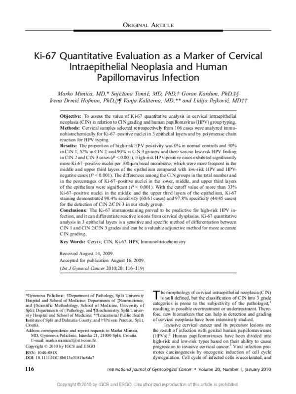 (PDF) Ki-67 Quantitative Evaluation as a Marker of Cervical ...