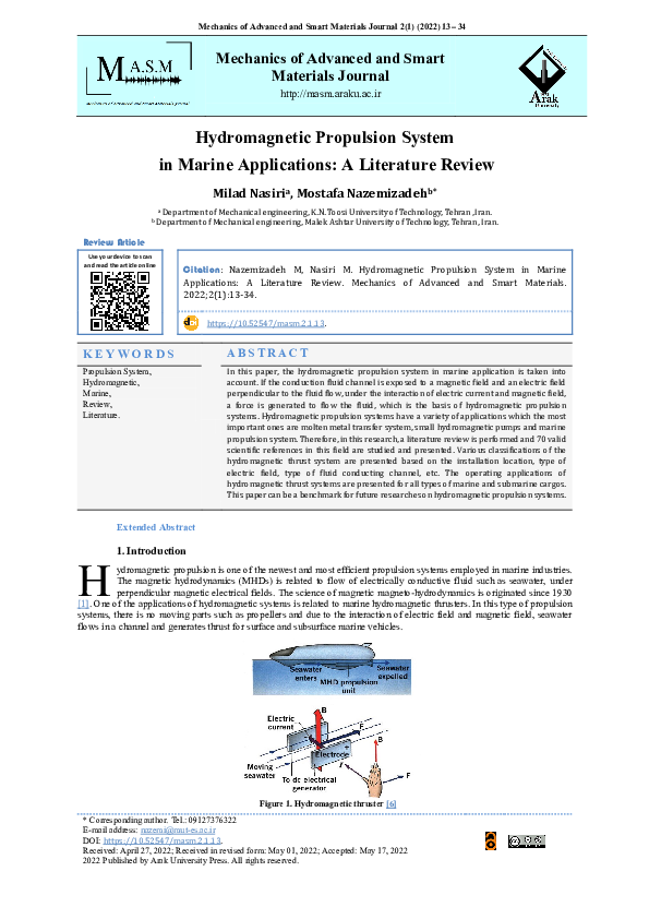 (PDF) Hydromagnetic Propulsion System in Marine Applications: a ...