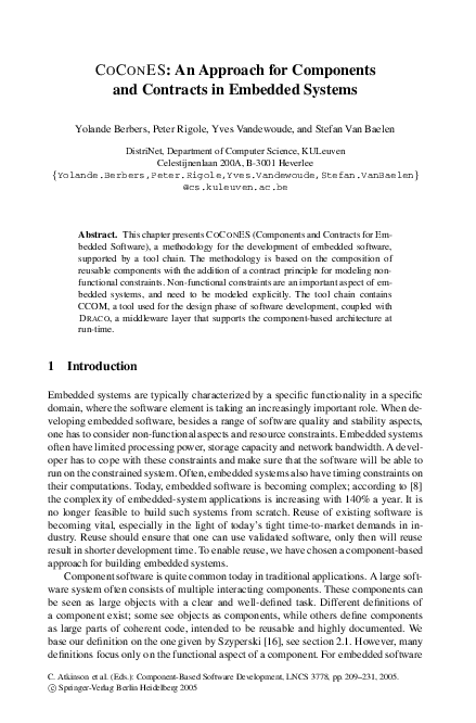 (PDF) CoConES: An Approach for Components and Contracts in Embedded Systems