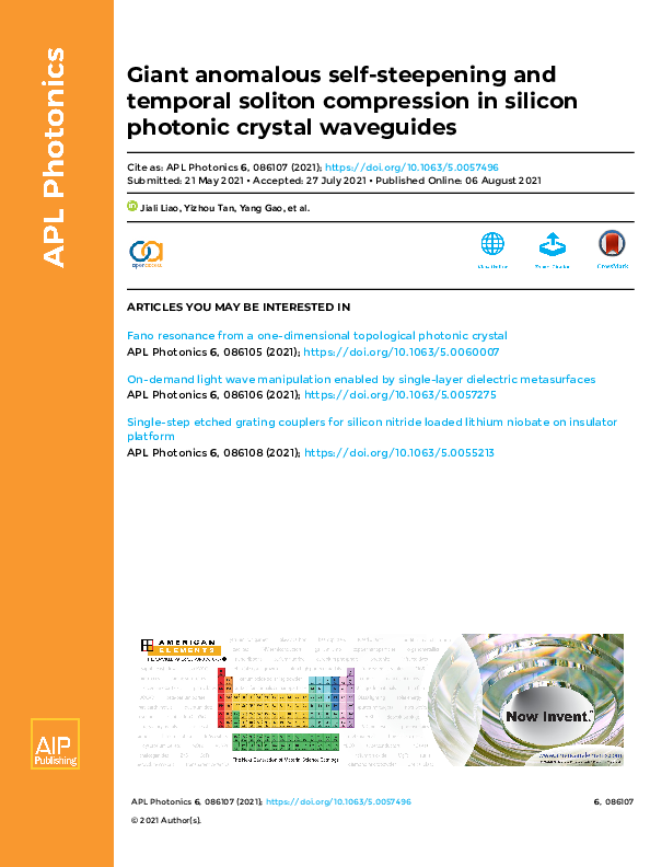(PDF) Giant anomalous self-steepening and temporal soliton compression in silicon photonic ...