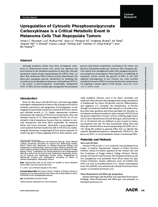 (PDF) Upregulation of cytosolic phosphoenolpyruvate carboxykinase is a ...