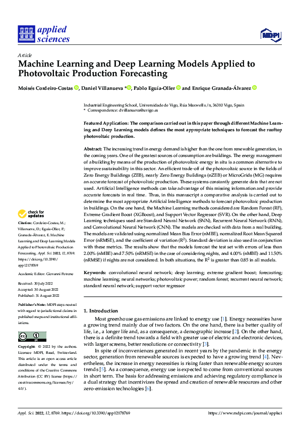 Pdf Ml And Dl For Photovoltaic Forecasting
