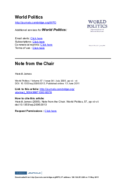 (PDF) Note from the Chair