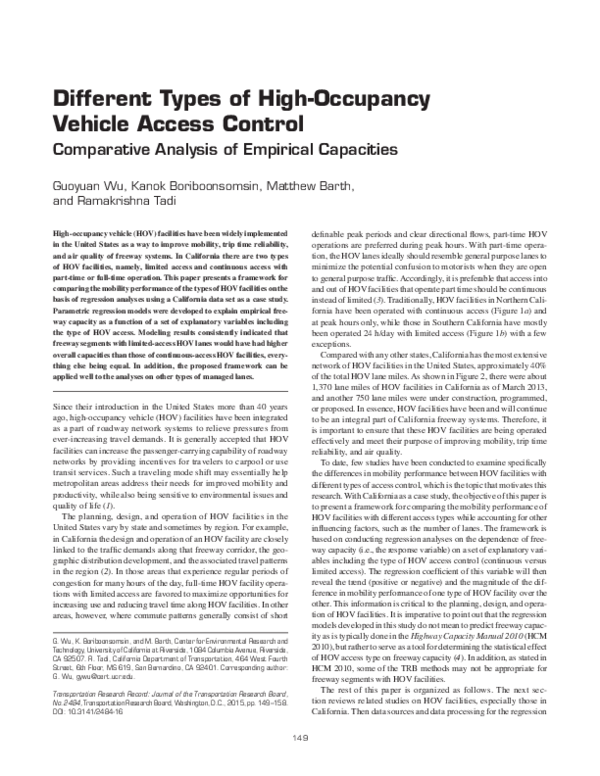 (PDF) Different Types of High-Occupancy Vehicle Access Control