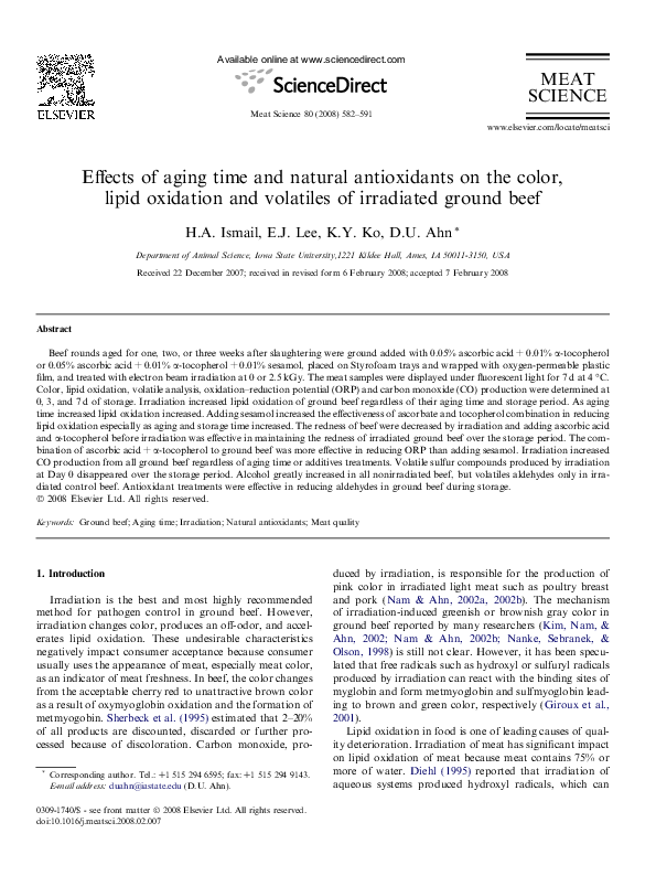 (PDF) Effects of aging time and natural antioxidants on the color ...