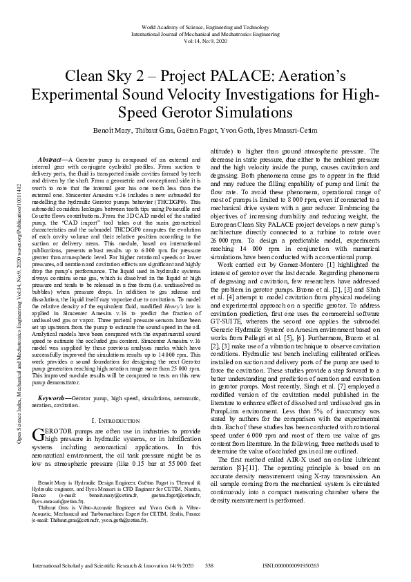 (PDF) Clean Sky 2 – Project PALACE: Aeration's Experimental Sound ...