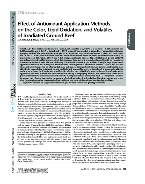 (PDF) Effect of Antioxidant Application Methods on the Color, Lipid ...