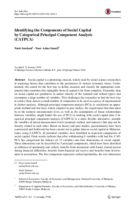 (PDF) Identifying the Components of Social Capital by Categorical ...