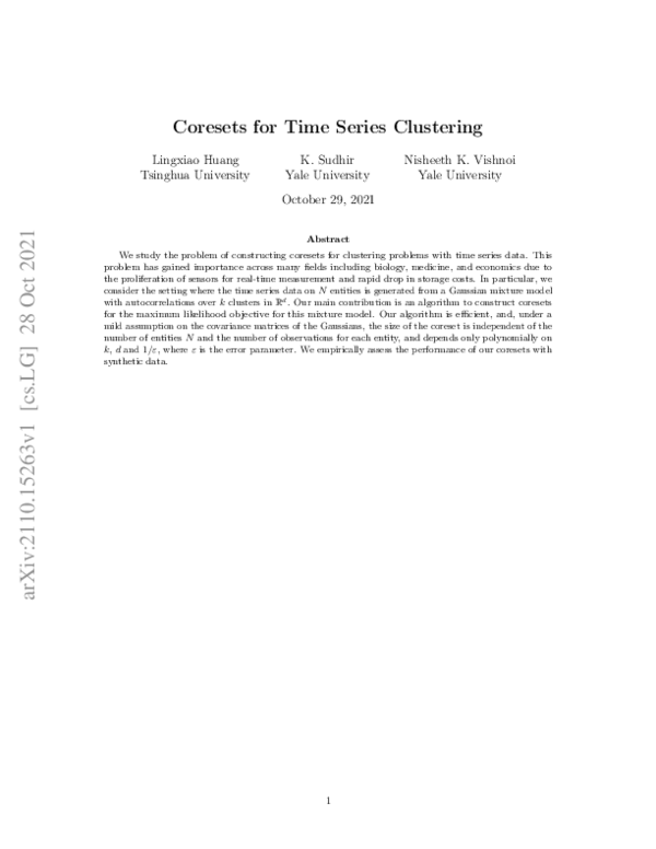 (PDF) Coresets for Time Series Clustering