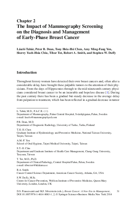 (PDF) The Impact of Mammography Screening on the Diagnosis and Management of Early-Phase Breast ...