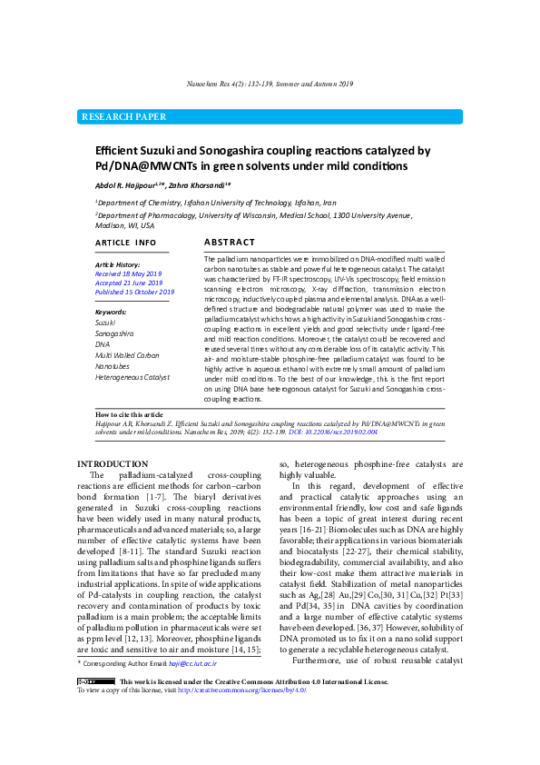 (PDF) Efficient Suzuki and Sonogashira coupling reactions catalyzed by ...