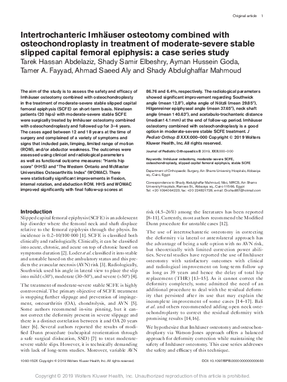 (PDF) Intertrochanteric Imhäuser osteotomy combined with ...