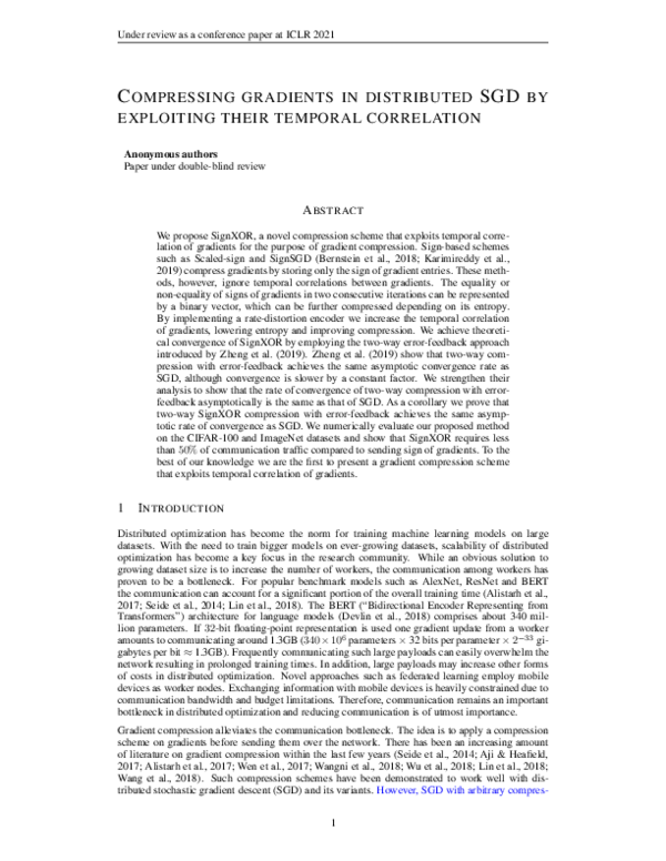 (PDF) C Ompressing Gradients in Distributed SGD by Exploiting Their Temporal Correlation ...