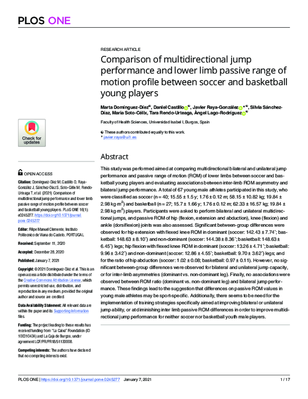 (PDF) Comparison of multidirectional jump performance and lower limb ...