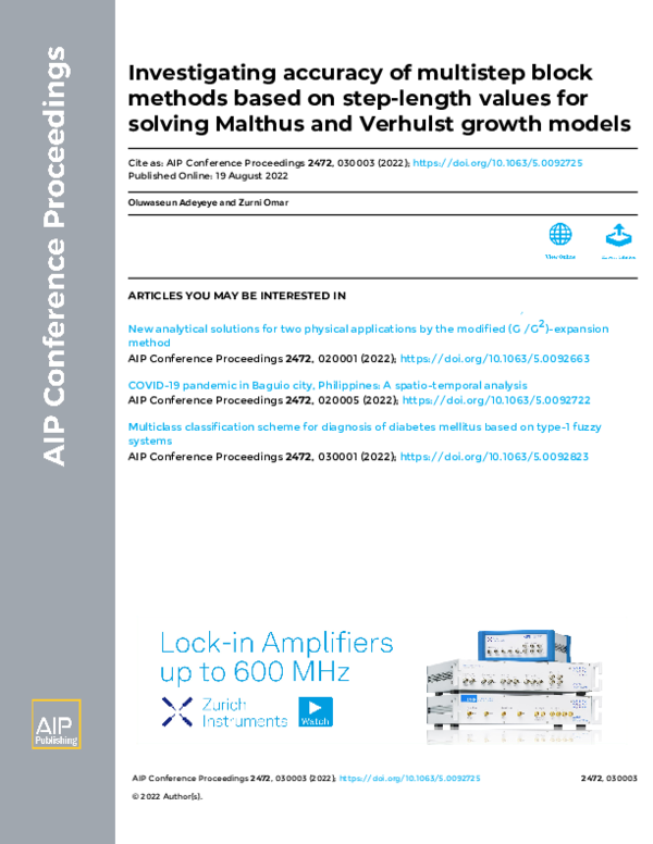 (PDF) Investigating accuracy of multistep block methods based on step-length values for solving ...