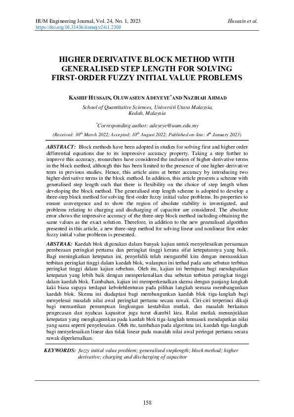 (PDF) Higher Derivative Block Method with Generalised Steplength for ...
