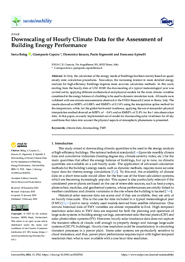(PDF) Downscaling of Hourly Climate Data for the Assessment of Building ...