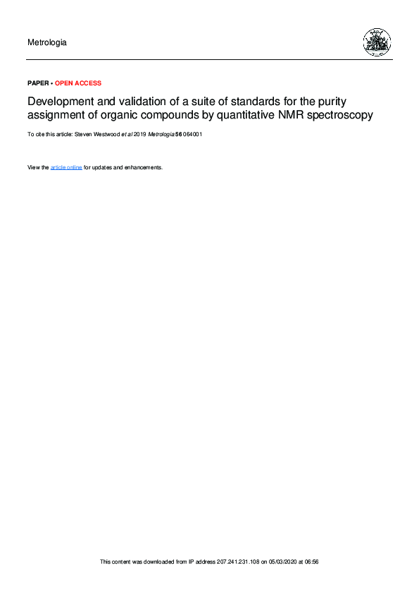 (PDF) Mass Balance Method for the SI Value Assignment of the Purity of ...