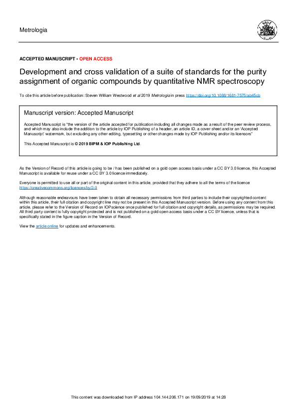 Pdf Development And Validation Of A Suite Of Standards For The Purity