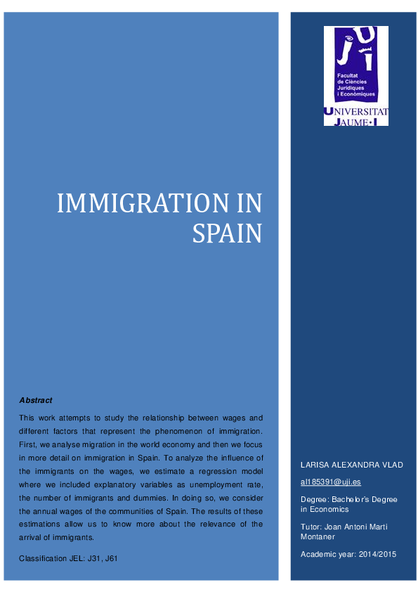 (PDF) Immigration in Spain