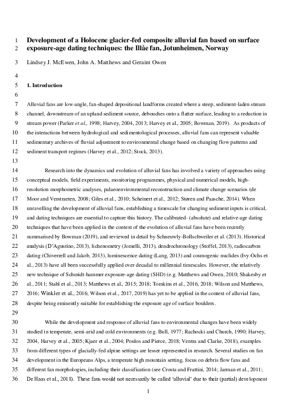 (PDF) Development of a Holocene glacier-fed composite alluvial fan ...