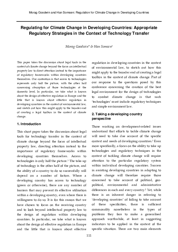 (PDF) Regulating for Climate Change In Developing Countries ...