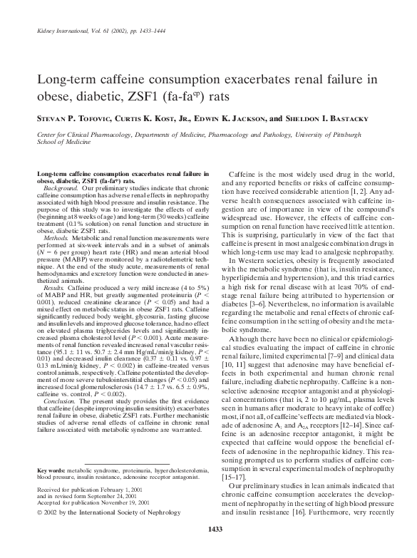 (PDF) Long-term caffeine consumption exacerbates renal failure in obese ...