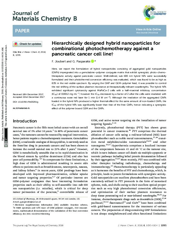 (PDF) Hierarchically designed hybrid nanoparticles for combinational ...