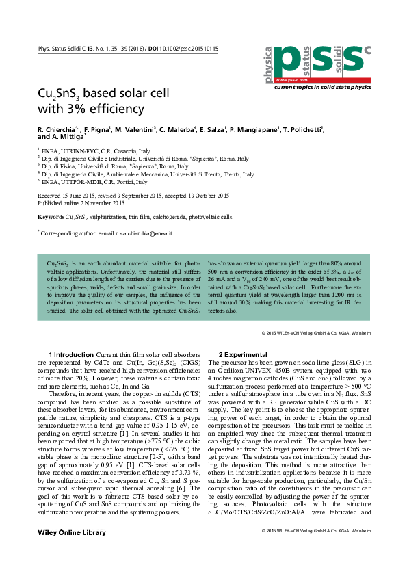 Pdf Cu 2 Sns 3 Based Solar Cell With 3 Efficiency Rosa Chierchia