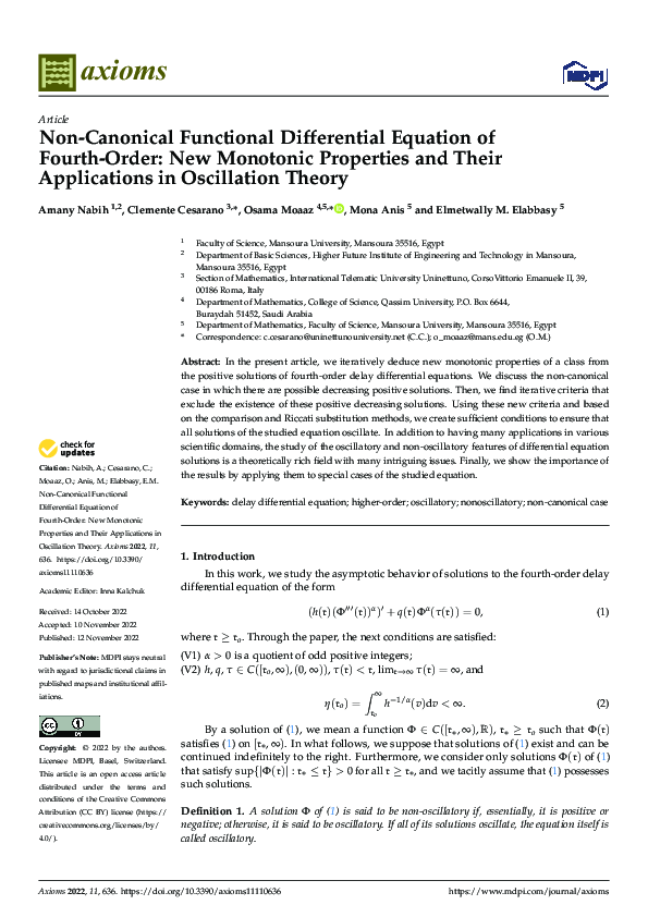 (PDF) Non-Canonical Functional Differential Equation of Fourth-Order: New Monotonic Properties ...