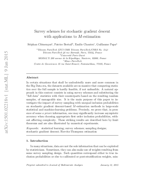 (PDF) Survey schemes for stochastic gradient descent with applications to M-estimation