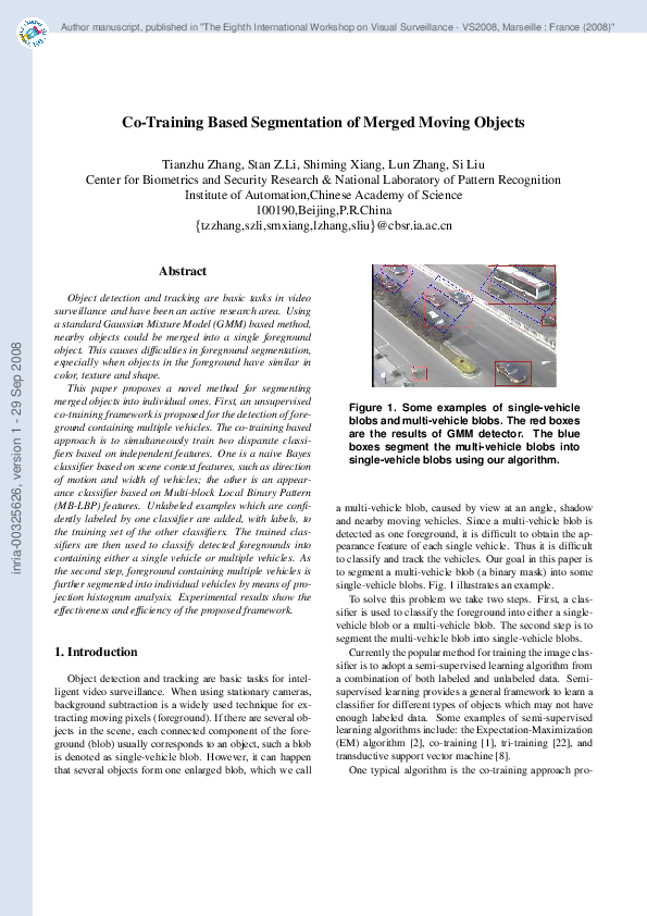 (PDF) Co-Training Based Segmentation of Merged Moving Objects
