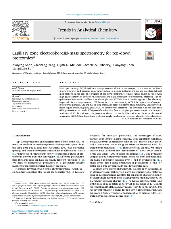 (PDF) Capillary zone electrophoresis-mass spectrometry using an electrospray ionization interface