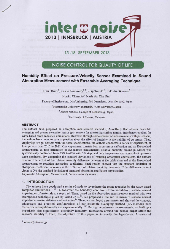 (PDF) Humidity effect on pressure-velocity sensor examined in ...